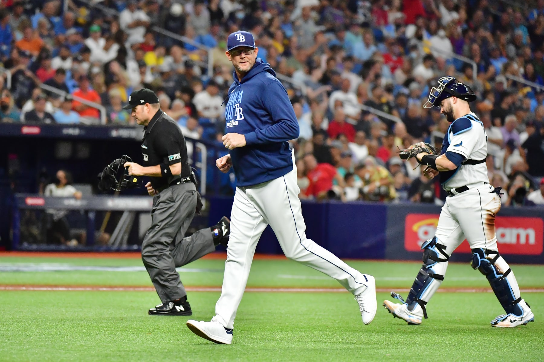 Rays Coach Kyle Snyder Injured Himself Walking to Mound to Visit Shane ...