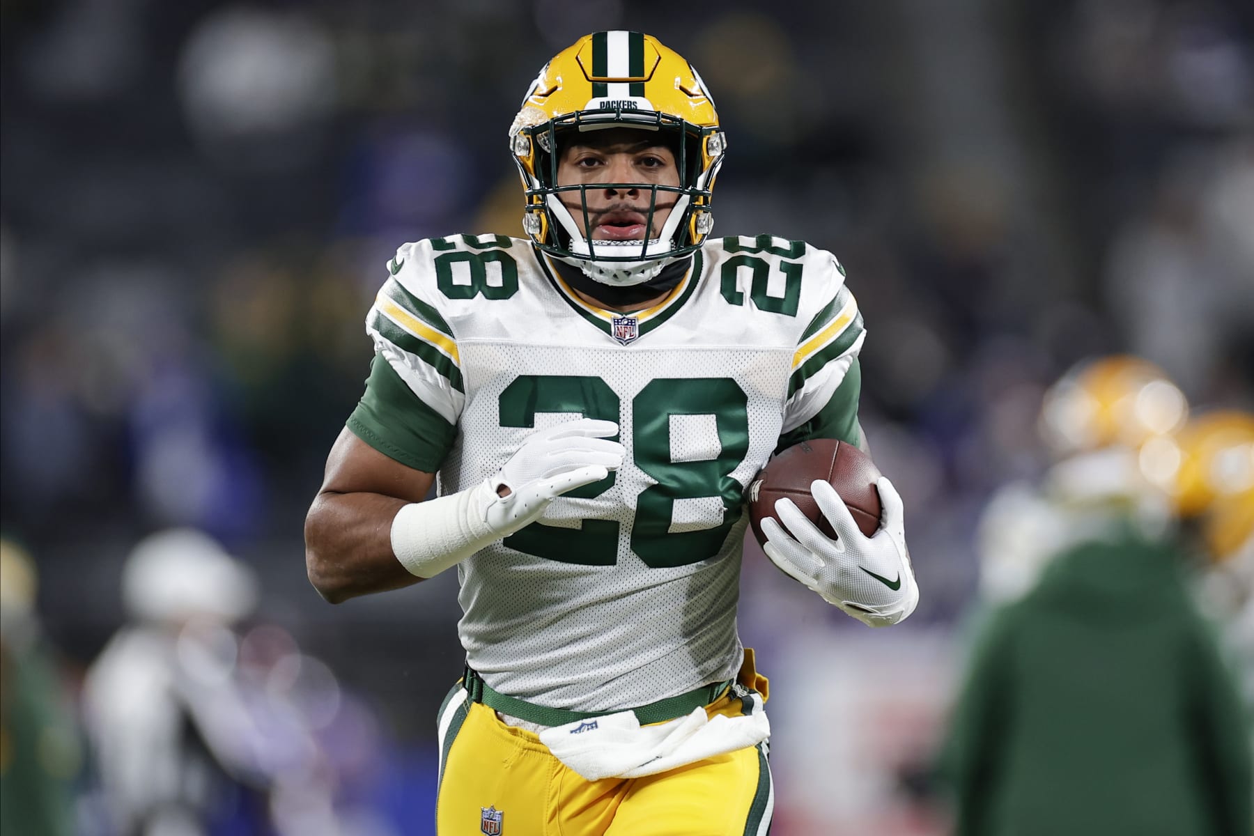 Packers' AJ Dillon Says Injury Is Broken Thumb, Status vs. Buccaneers ...