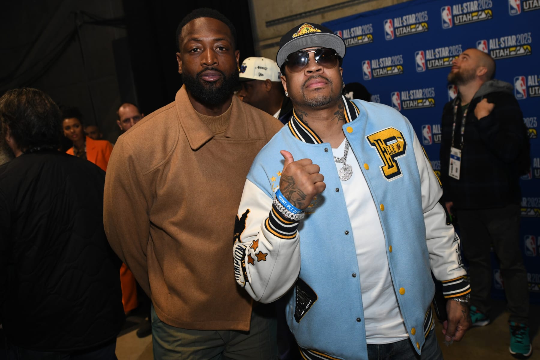 76ers Legend Allen Iverson Honors Dwyane Wade with Suit at Heat Star's ...