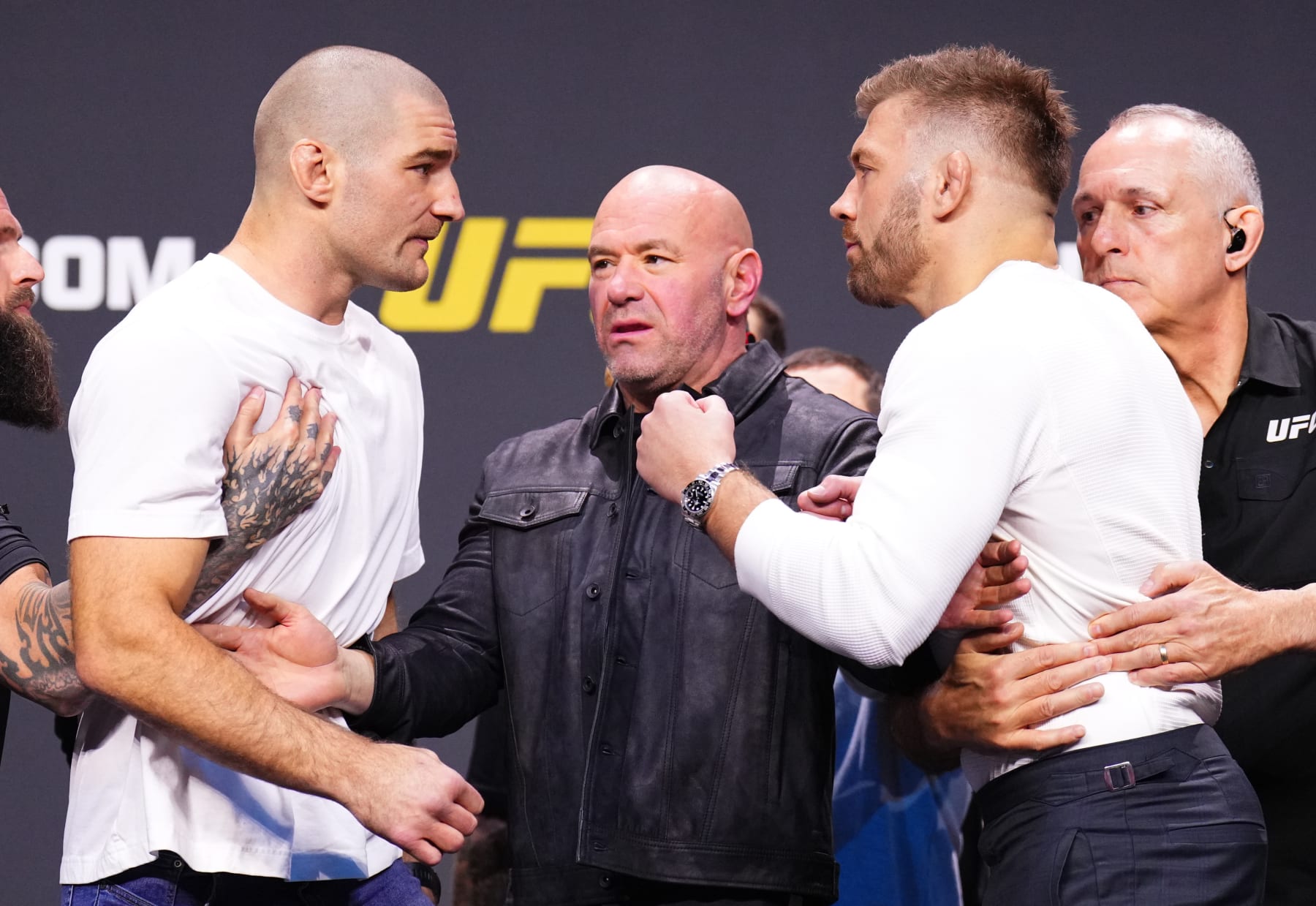 Video: Sean Strickland, Dricus Du Plessis Fight in Crowd During UFC 296