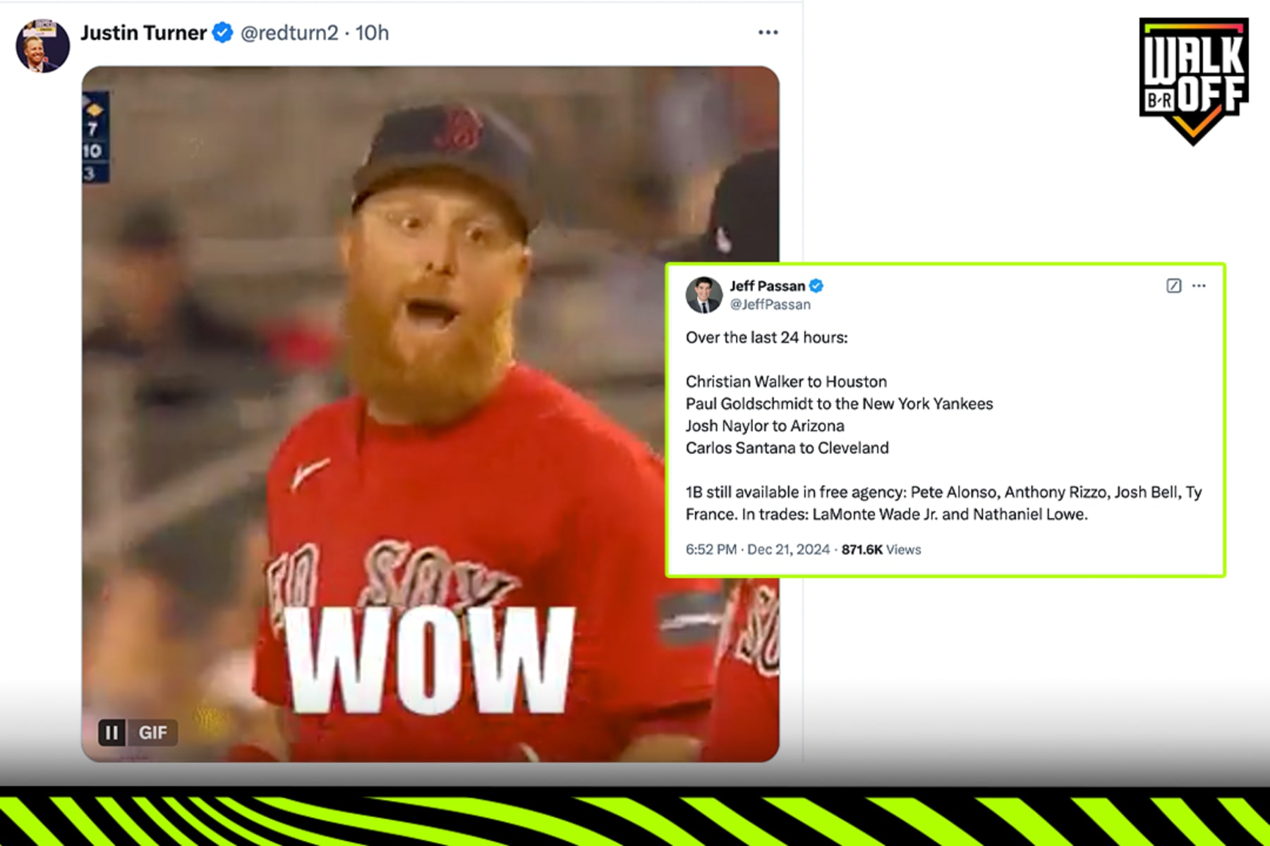 Justin Turner Reacts to Snub from Jeff Passan's Top Available MLB 1B ...
