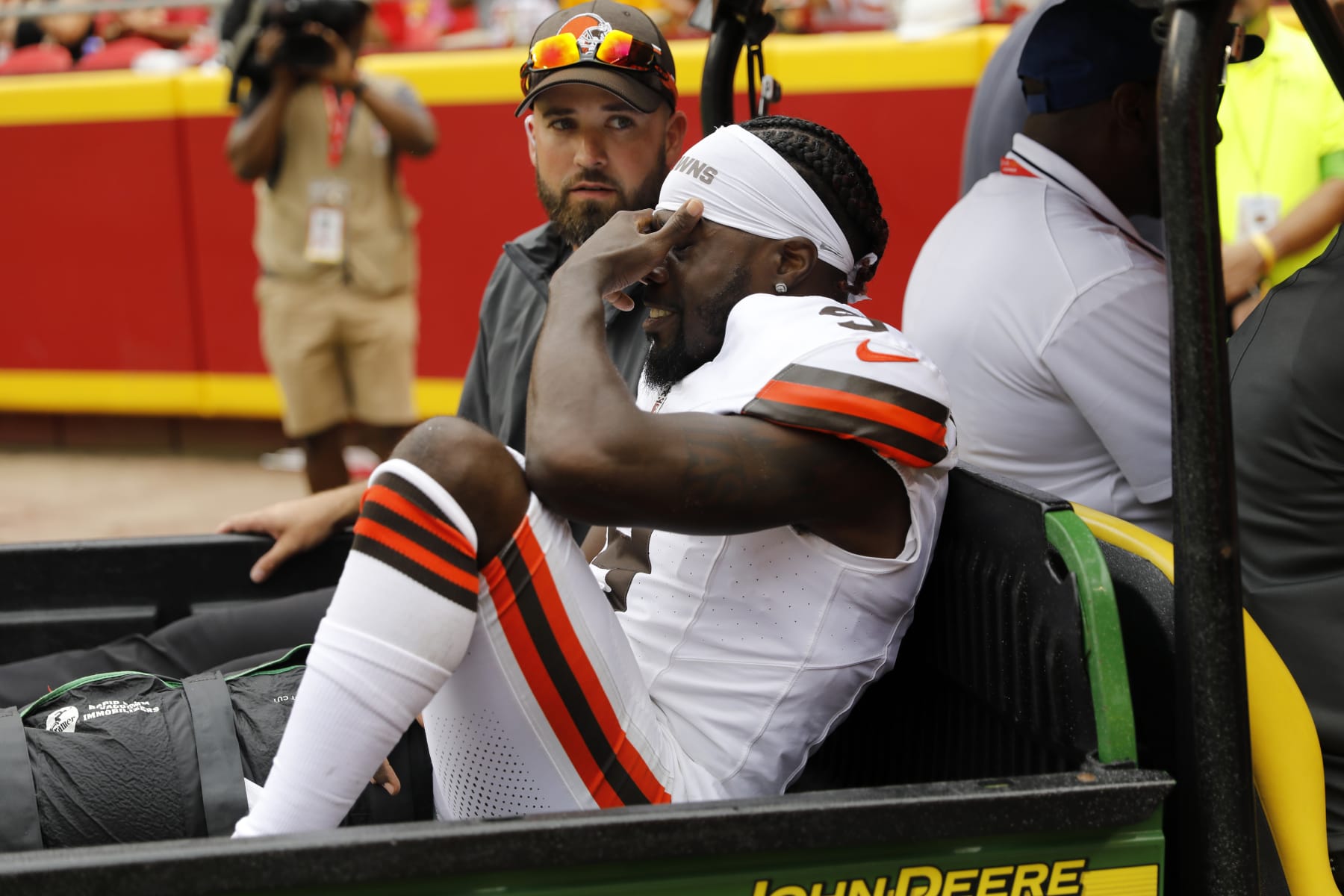 Browns' Jakeem Grant Out for 2023 with Knee Injury After Being Carted ...